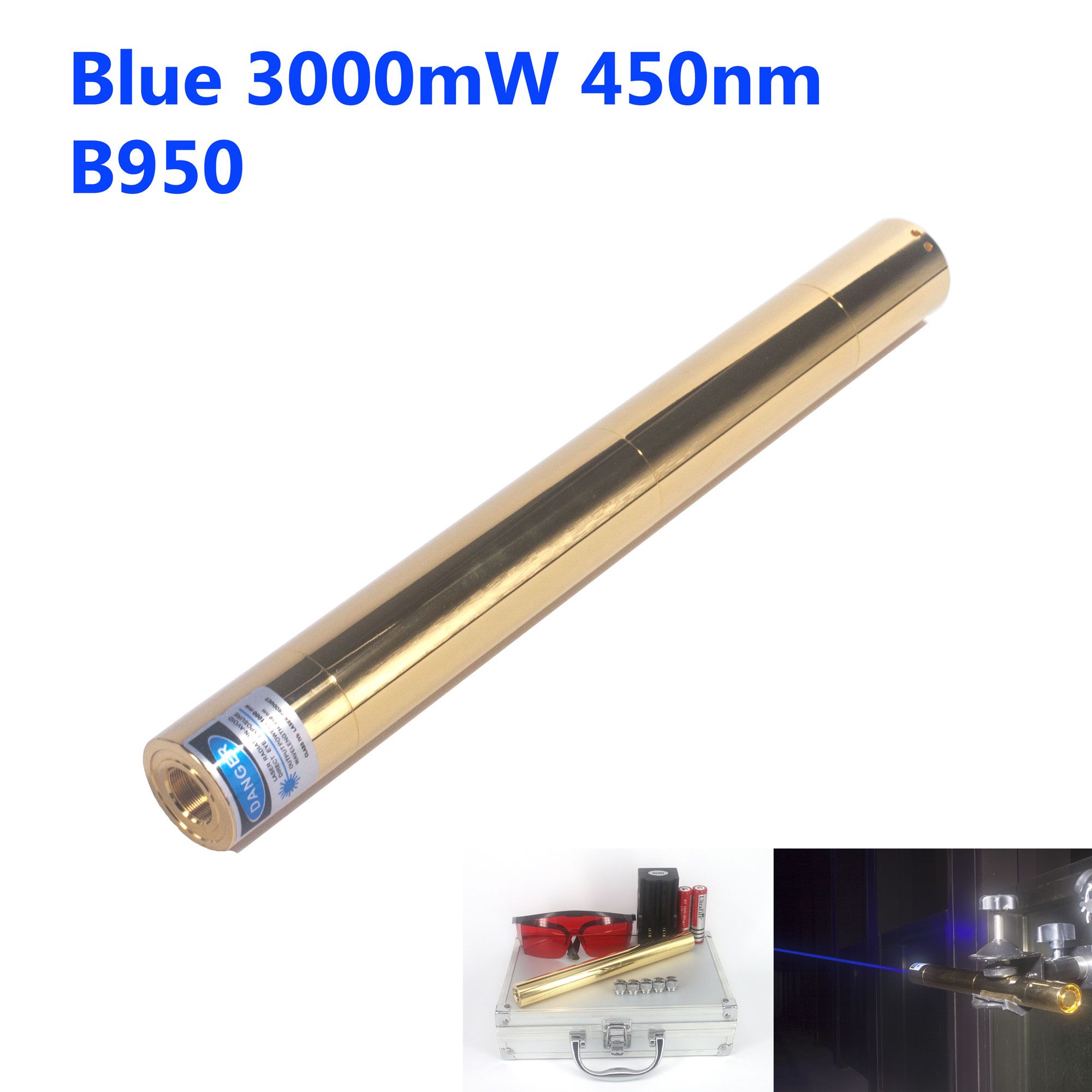 3000mW 450nm Burning Laser Pointer - Blue High Powered Laser - B950 ...